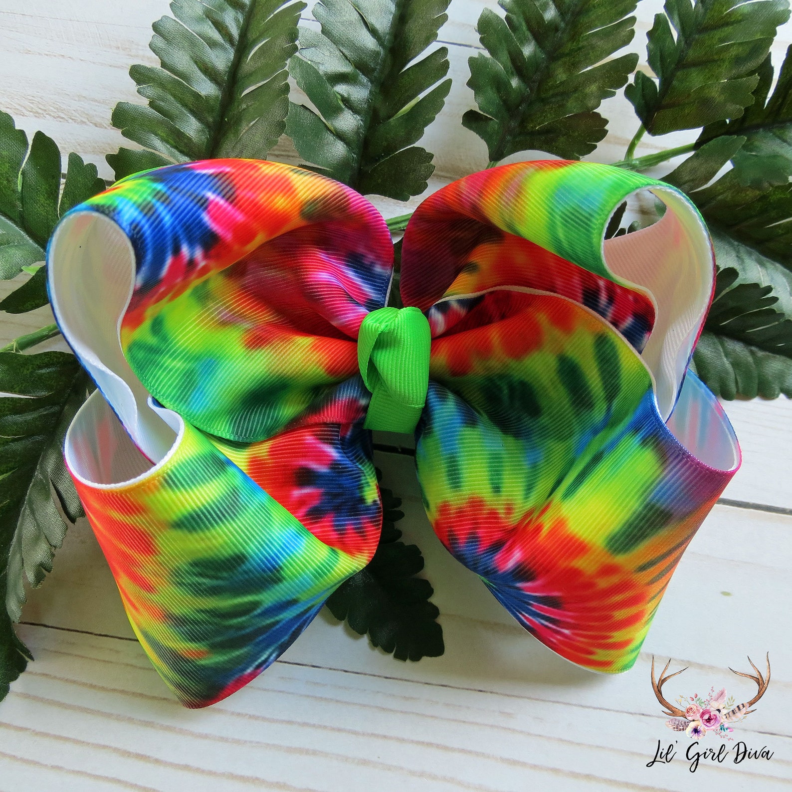 Tye Dye Bow Multi Color Bows Large Hair bows Summertime | Etsy