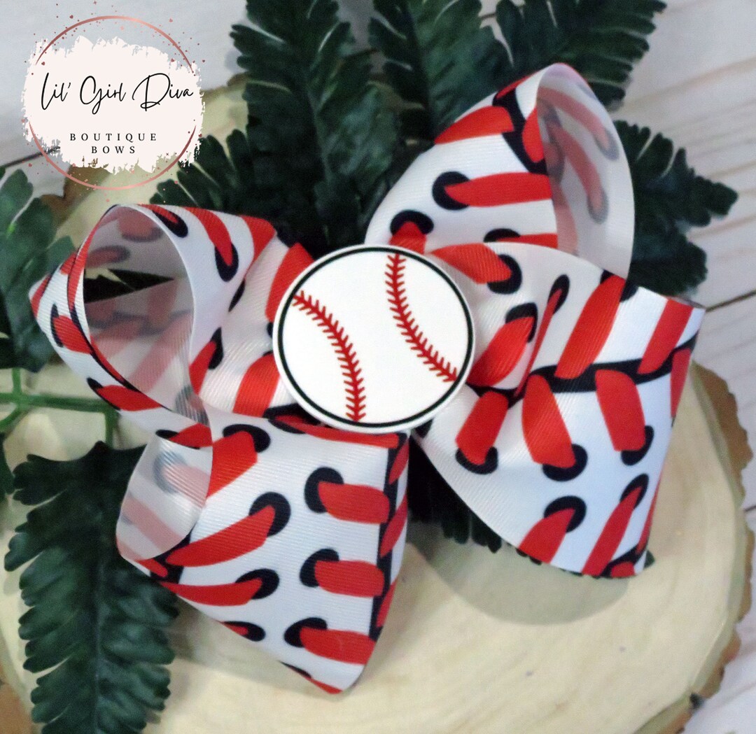 Baseball Seams Bow, Baseball Bows, Team Spirit Bows, Sport Bows, Girl ...