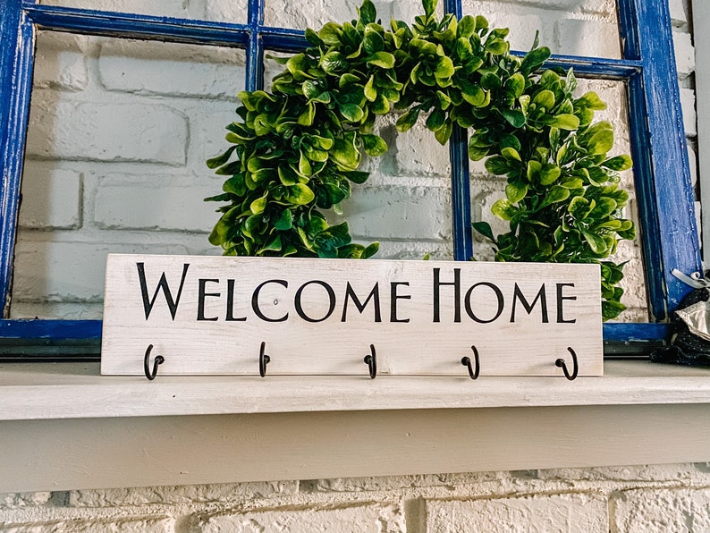 Welcome Home Rustic Wooden Key Hanger for Wall Wooden Key | Etsy