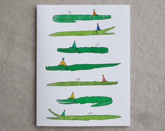 Alligator Birthday Card With Party Hat, Happy Birthday, Alligator Gift ...