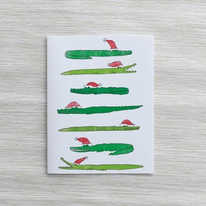 Alligator Christmas Card - Alligators in Santa Hats - Florida Christmas ...