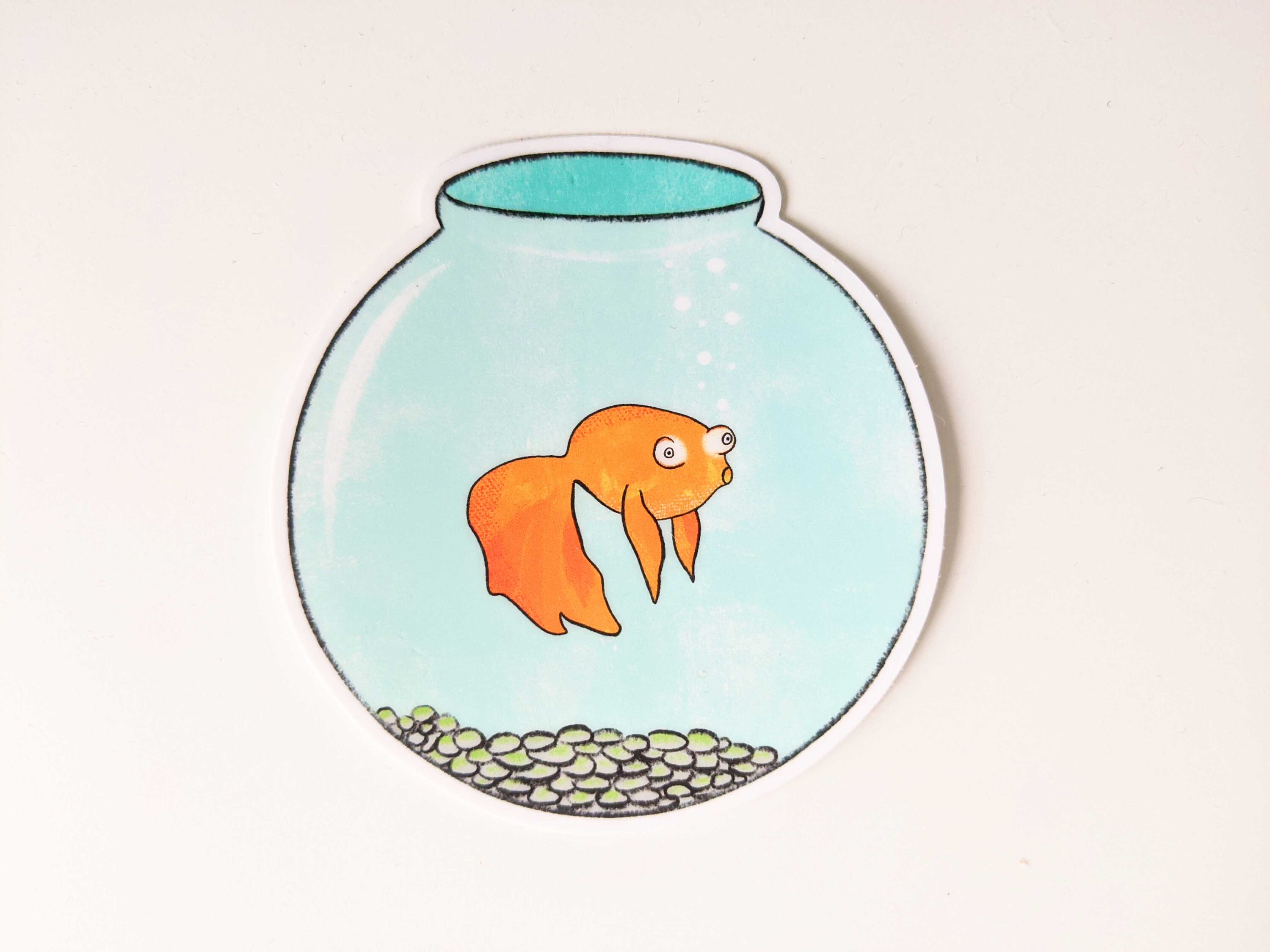 Derpy Goldfish Bowl Vinyl Sticker - Etsy