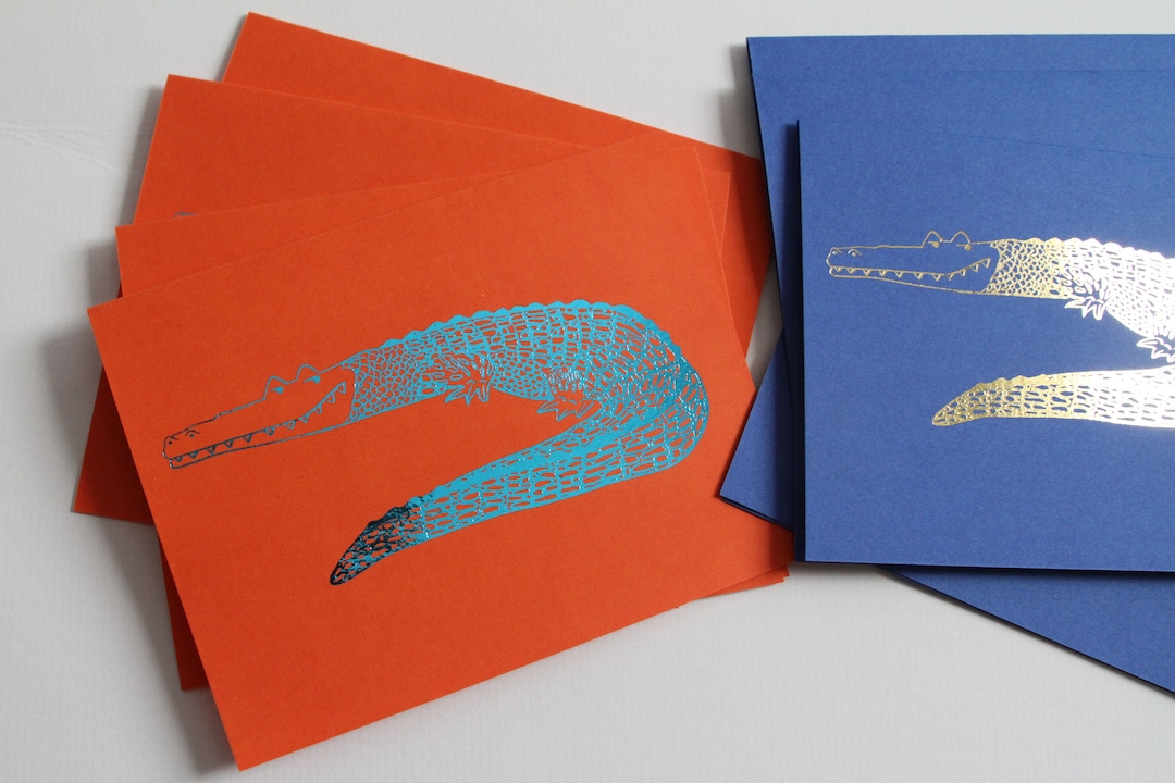 Gator Card Set - Orange and Blue Cards With Gold Foil and Blue Foil ...