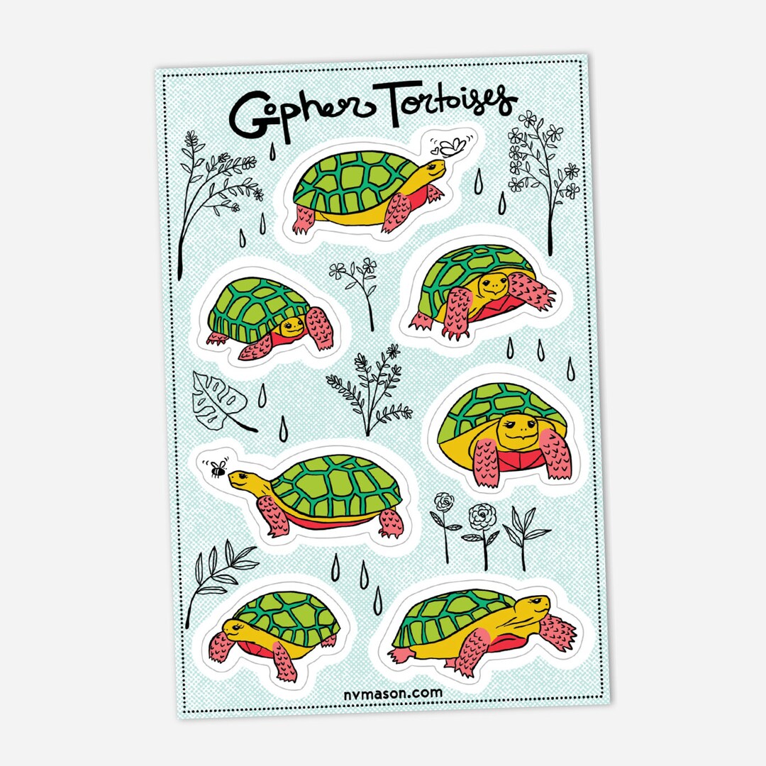 Gopher Tortoise Sticker Sheet - Sheet With 7 Gopher Tortoises. Florida ...