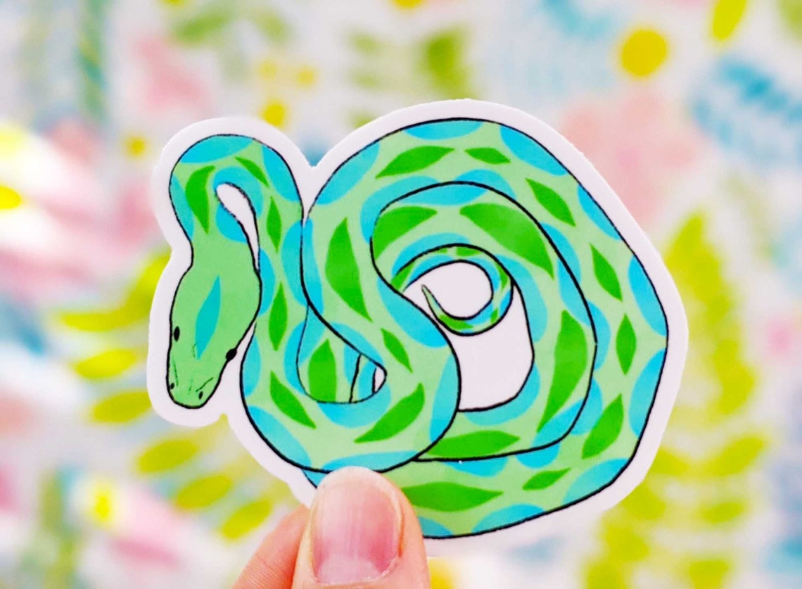 Vinyl Sticker Green Snake sticker. Animal sticker. Green | Etsy