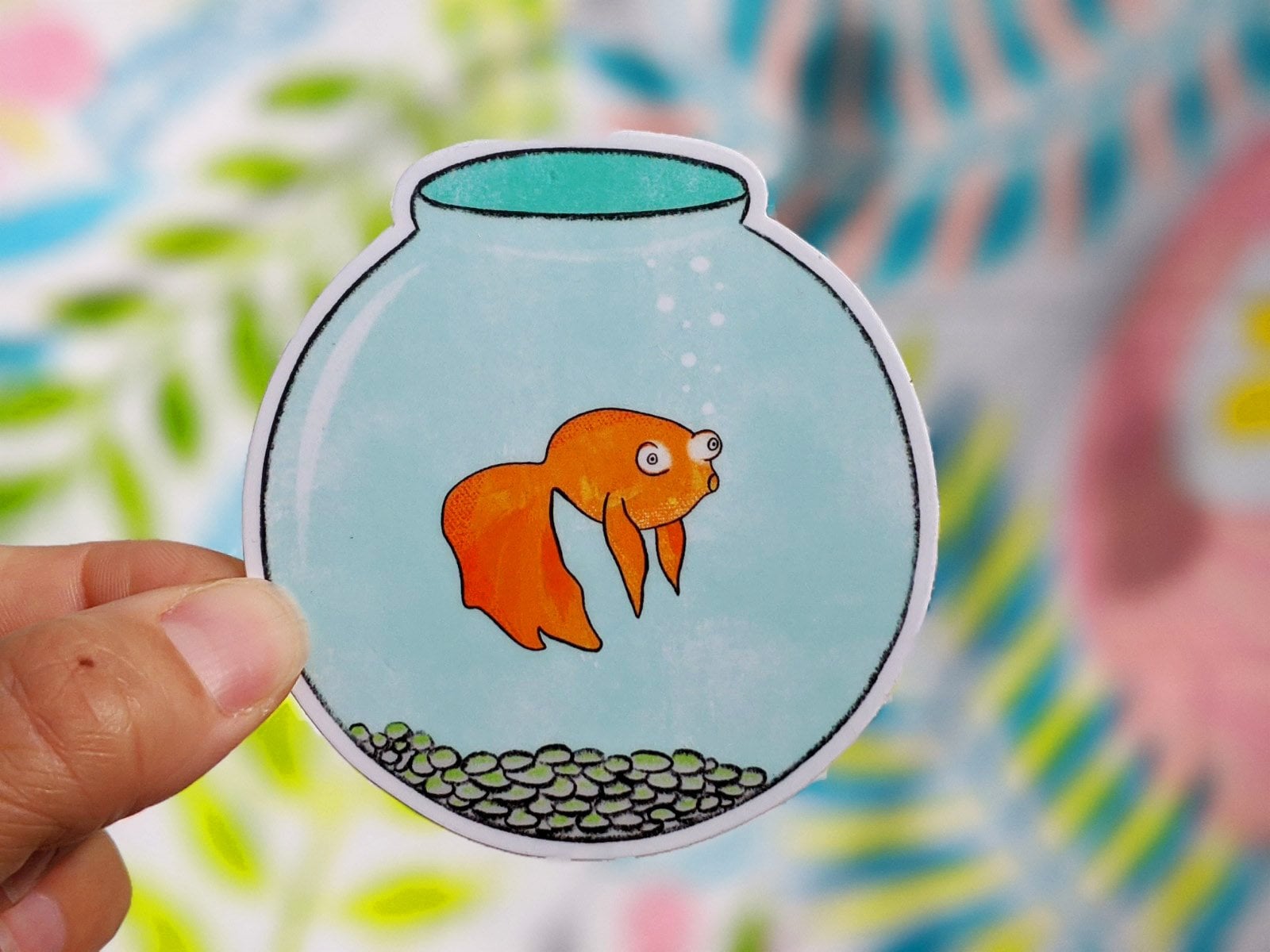 Derpy Goldfish Bowl Vinyl Sticker - Etsy