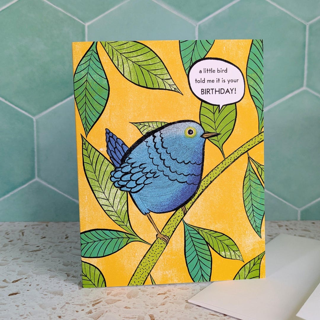 Happy Birthday Bluebird Card - Etsy
