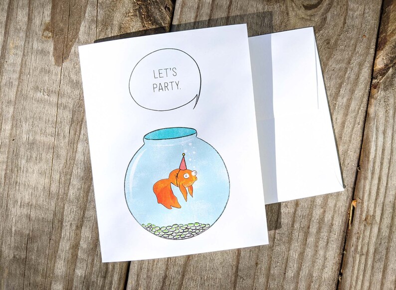 Goldfish Party Card Greeting Card With Derpy Goldfish Who - Etsy Canada