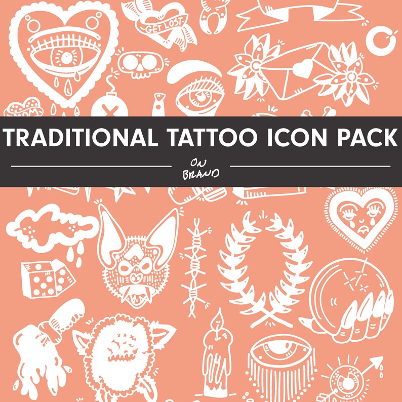Traditional Tattoo SVG Icon Bundle Digital Download - Etsy