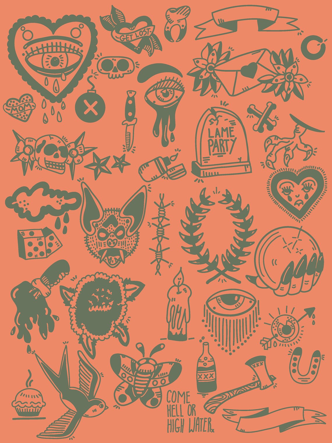 Traditional Tattoo SVG Icon Bundle Digital Download - Etsy