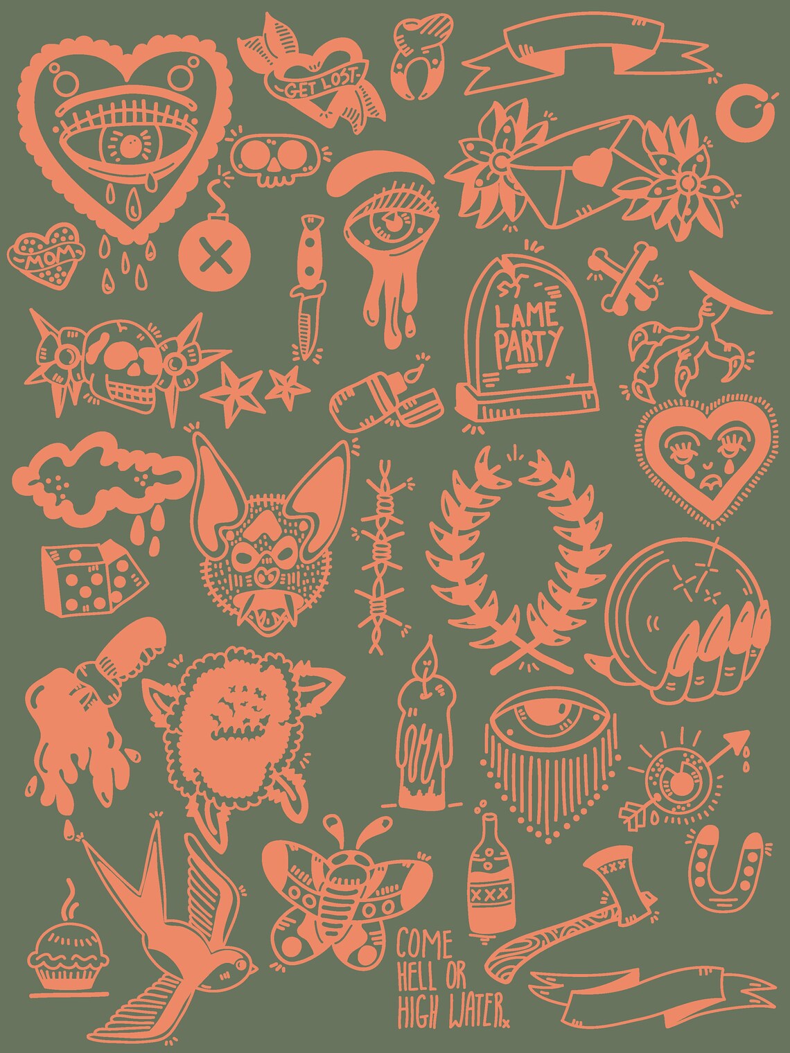 Traditional Tattoo SVG Icon Bundle Digital Download - Etsy