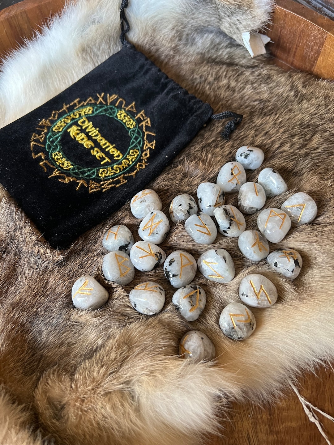 Rainbow Moonstone Runes Crystals, Rune Set, Elder Futhark - Etsy