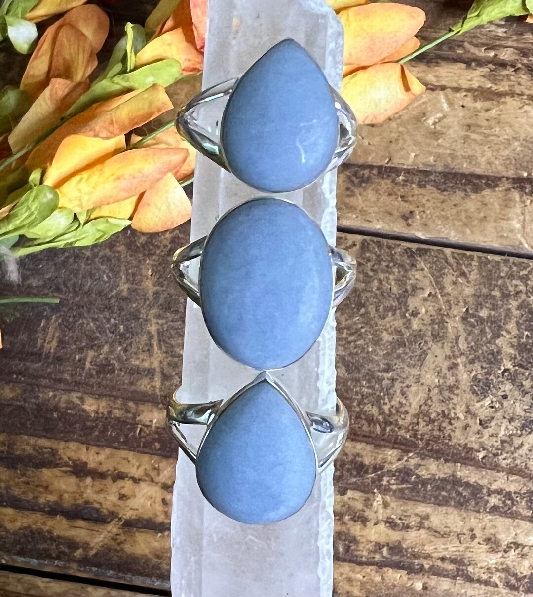 Angelite Rings Crystals, Jewelry, Anhydrite - Etsy