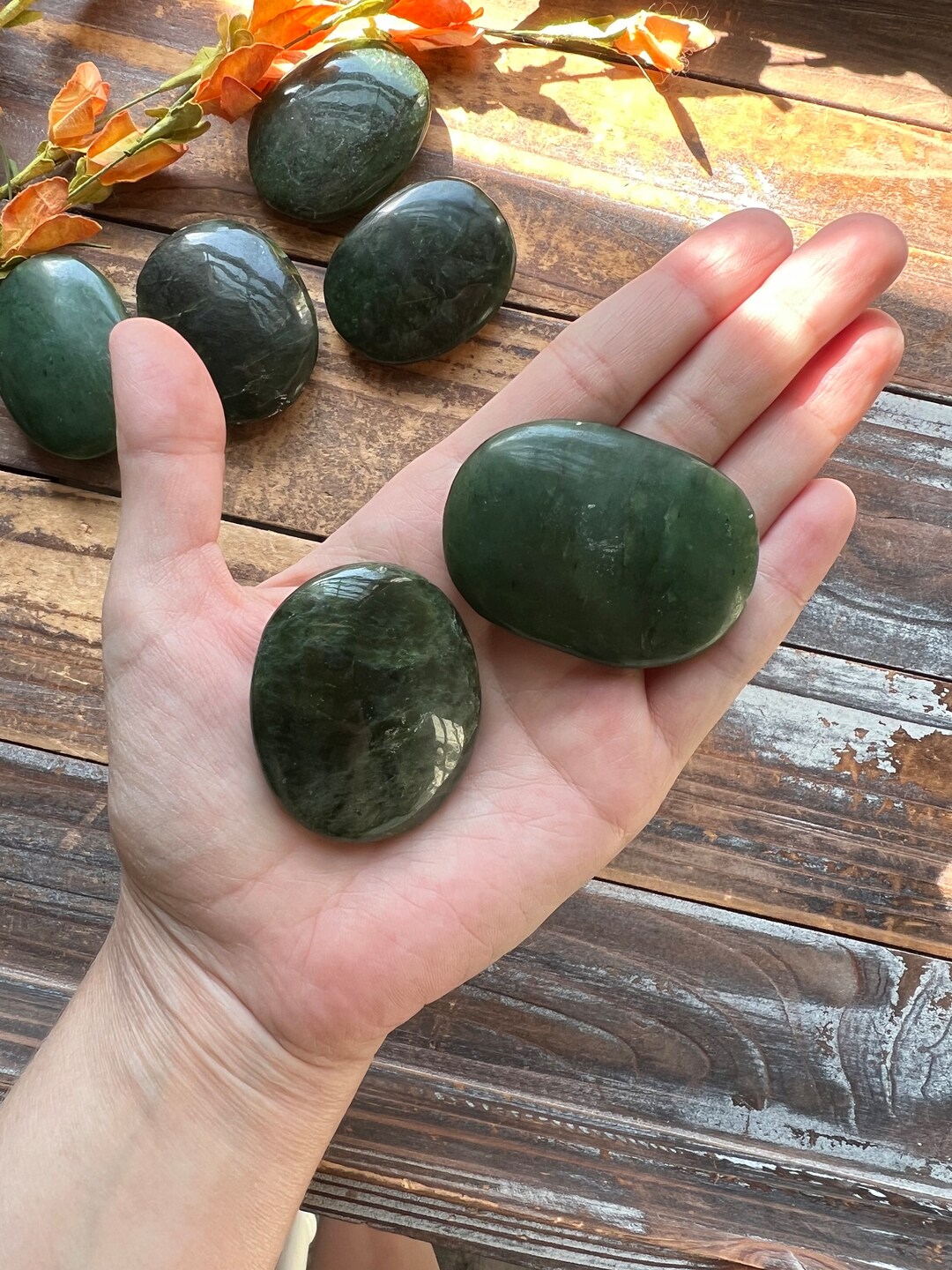 Jade Palm Stone Nephrite, Crystals, Worry Stone - Etsy