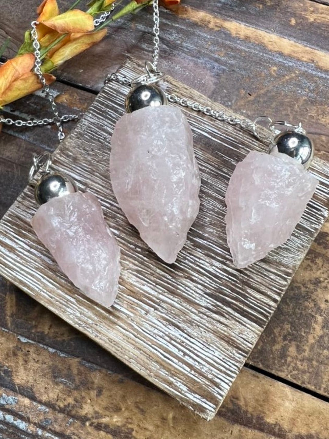 Raw Rose Quartz Pendulum Crystals - Etsy