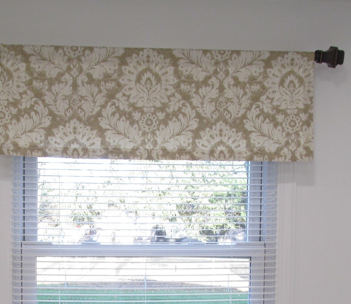 Beige Straight Window Valance/ Damask Medallion Curtain/ | Etsy