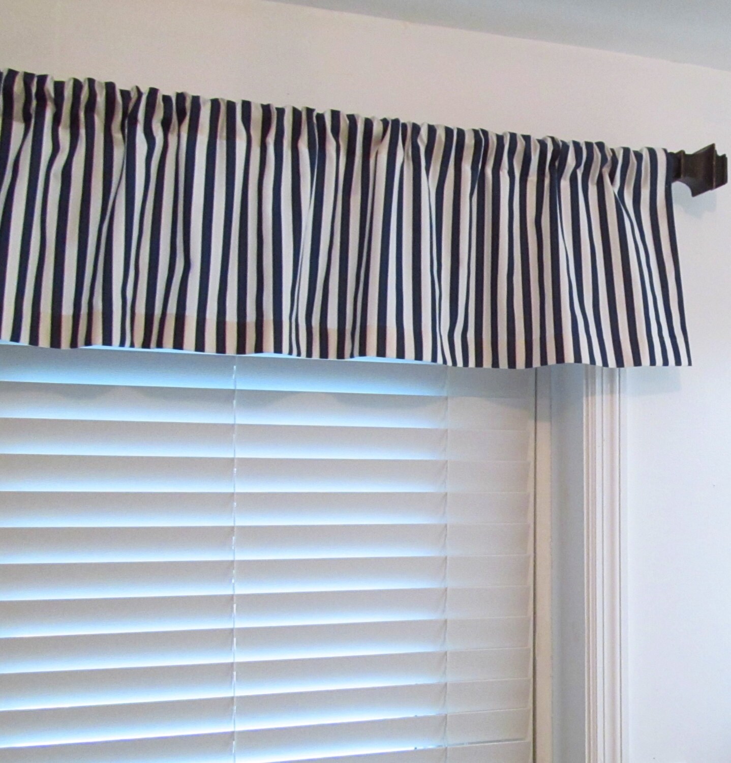 Vertical Stripe Valance/ Navy Blue White/ Nautical Curtain/ Custom ...
