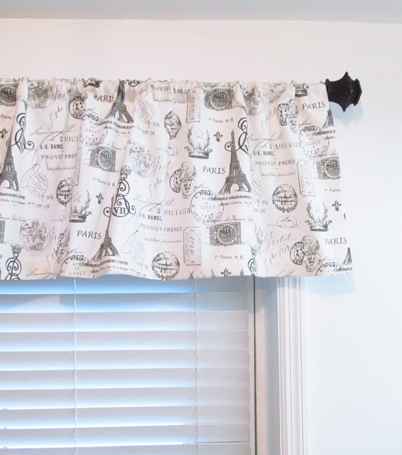 French Script - Stamp Valance/ Eiffel Tower Straight Valance/ White ...