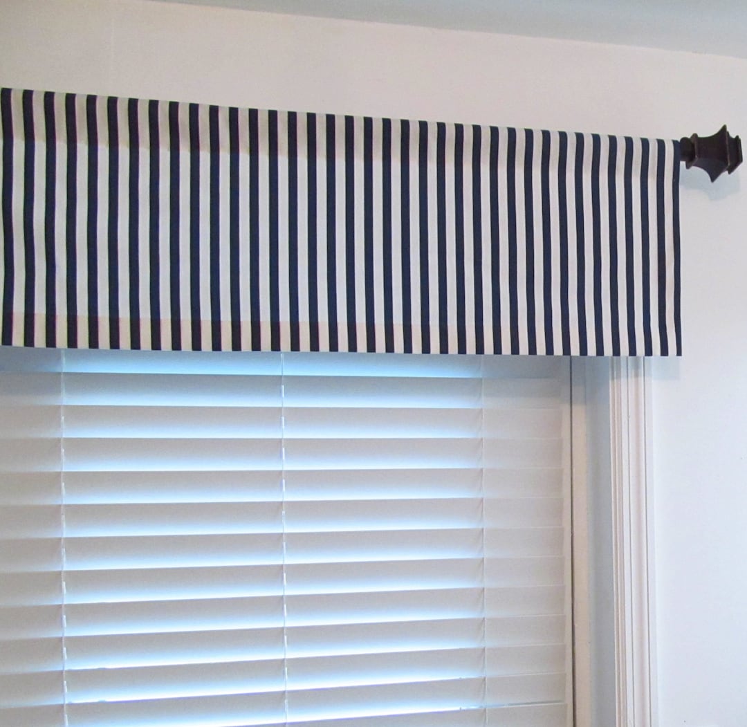 Vertical Stripe Valance/ Navy Blue White/ Nautical Curtain/ Custom ...