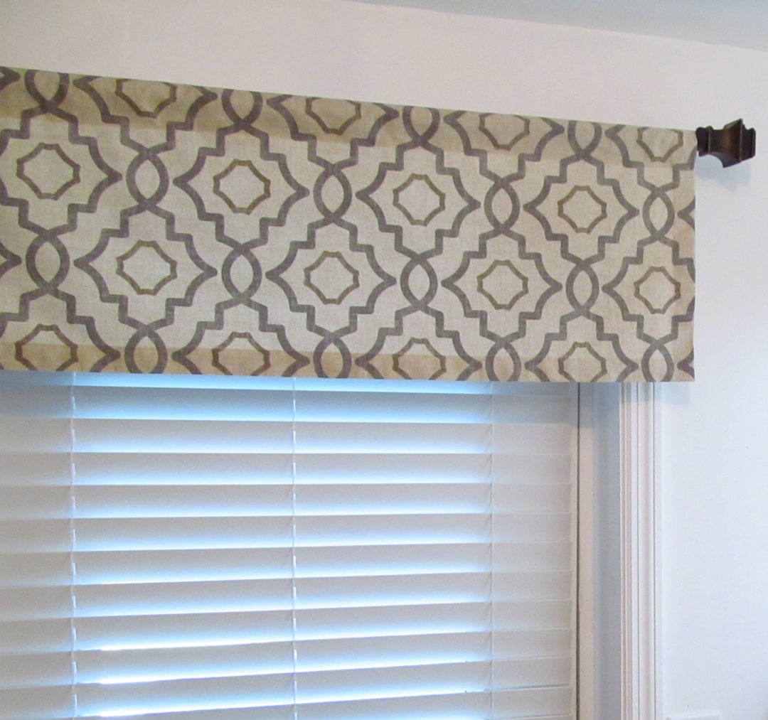 Straight Window Valance/ Geometric Gray Natural Talbot Metal & Talbot ...