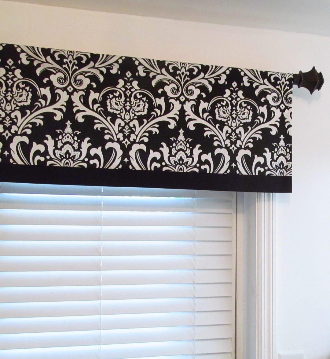 Black & White Trimmed Window Valance/ Banded Curtain Black and White ...