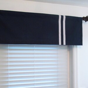 NEW!!! Modern Straight Valance/ Grosgrain Ribbon Trim/ Navy White ...