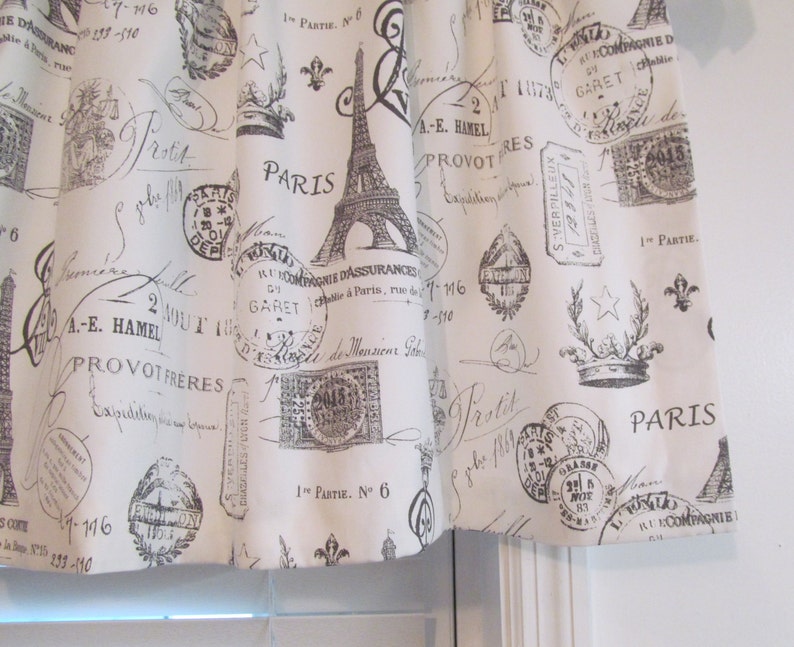 French Script - Stamp Valance/ Eiffel Tower Straight Valance/ White ...