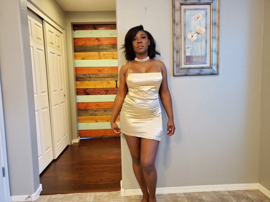 Sexy Gold Apron Dress Backless Spaghetti Strap Bodycon Mini Dress - Etsy