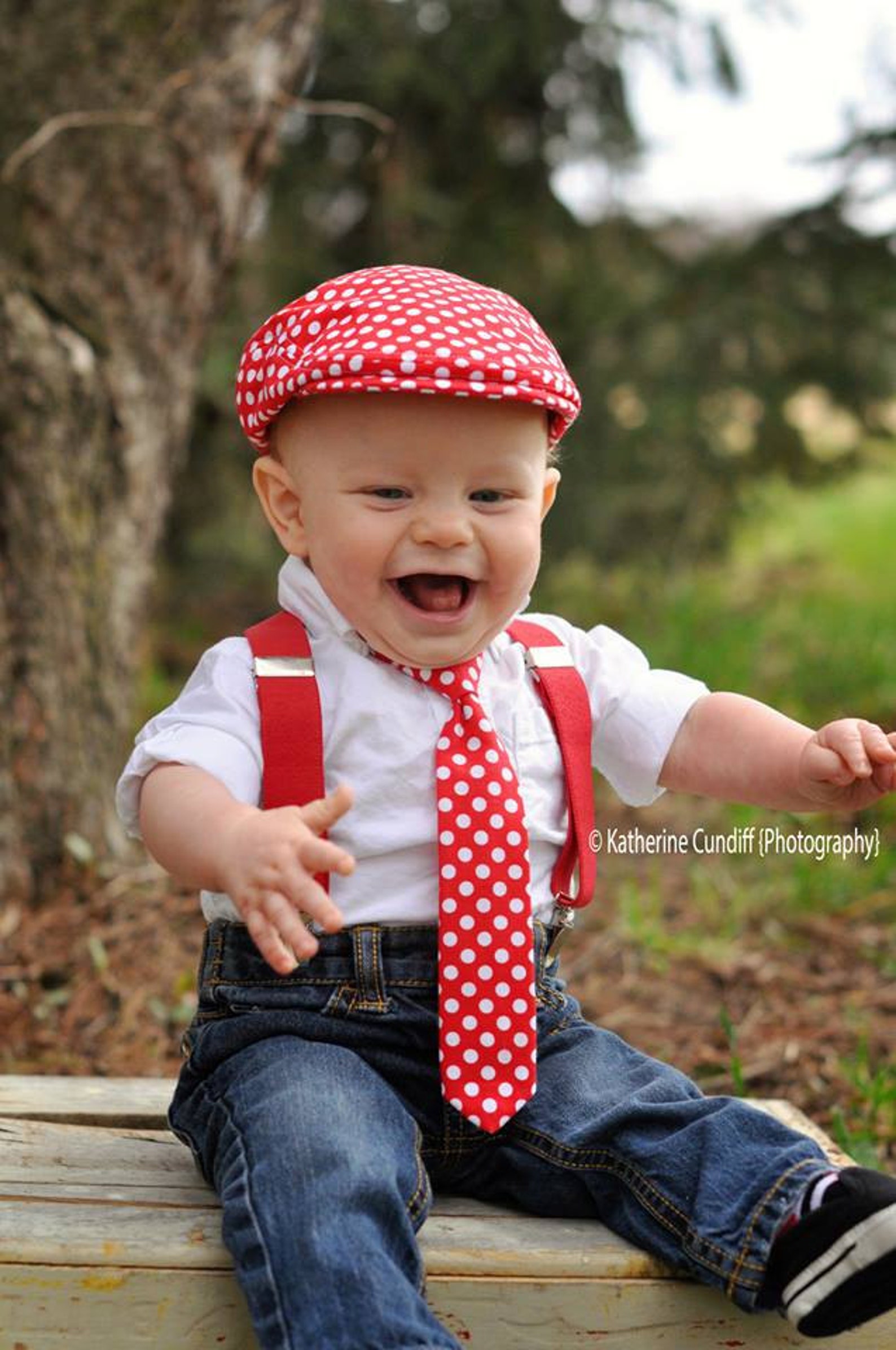 Photo Prop Newsboyhat and Necktie Set Red Polka Dot Made to Order - Etsy