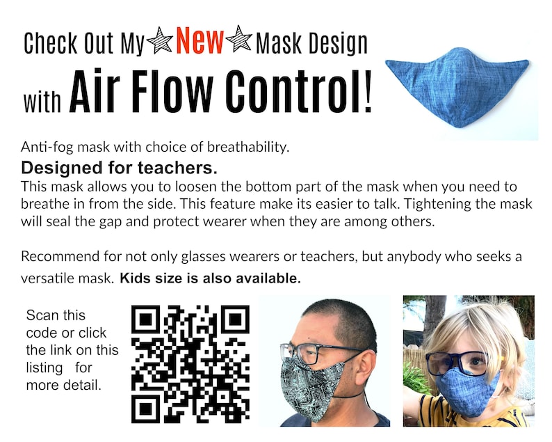 No fog face mask for glasses wearer with filter pocket and | Etsy