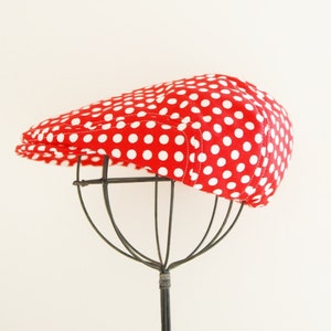Red Polka Dot Baby Flat Cap, Red Newsboy Cap, Baby Boy Newsboy Hat ...