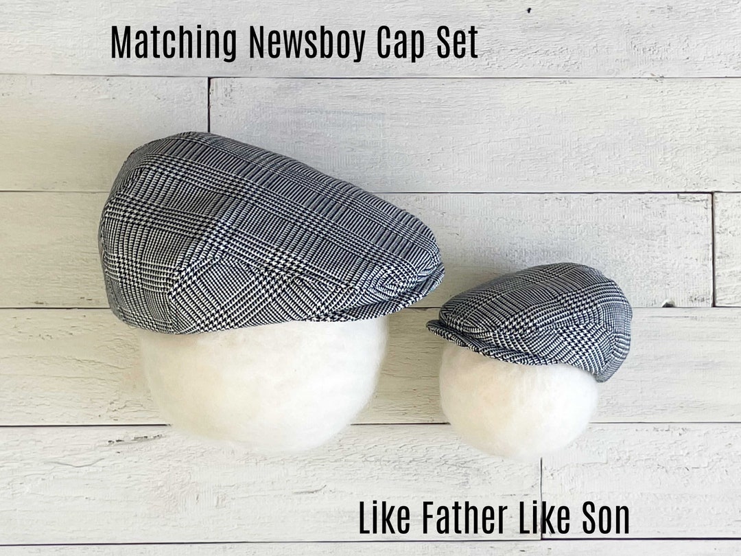 Father and Son Matching Newsboy Hat Set - Glen Check Wool Flat Caps - Etsy