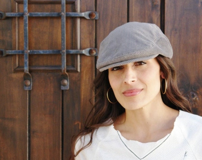 Corduroy Flat Cap Newsboy Cap for Women, Gray Newsboy Hat, Ivy Cap ...