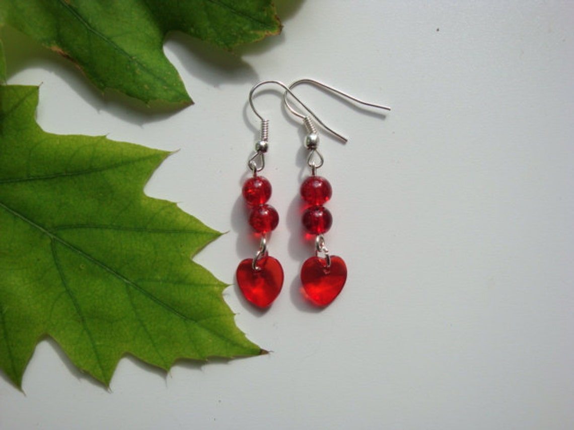Red Heart Earrings - Etsy