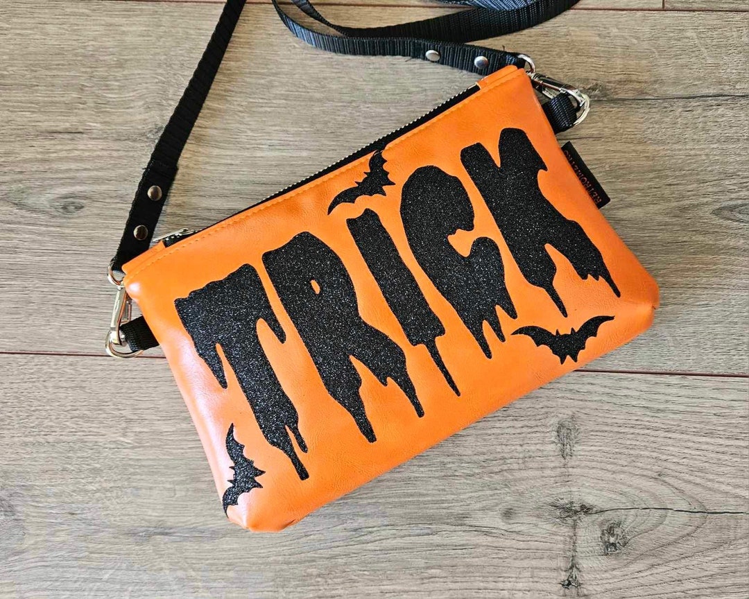 Halloween Trick or Treat Crossbody Bag, Orange Purse, Jack-o-lantern ...