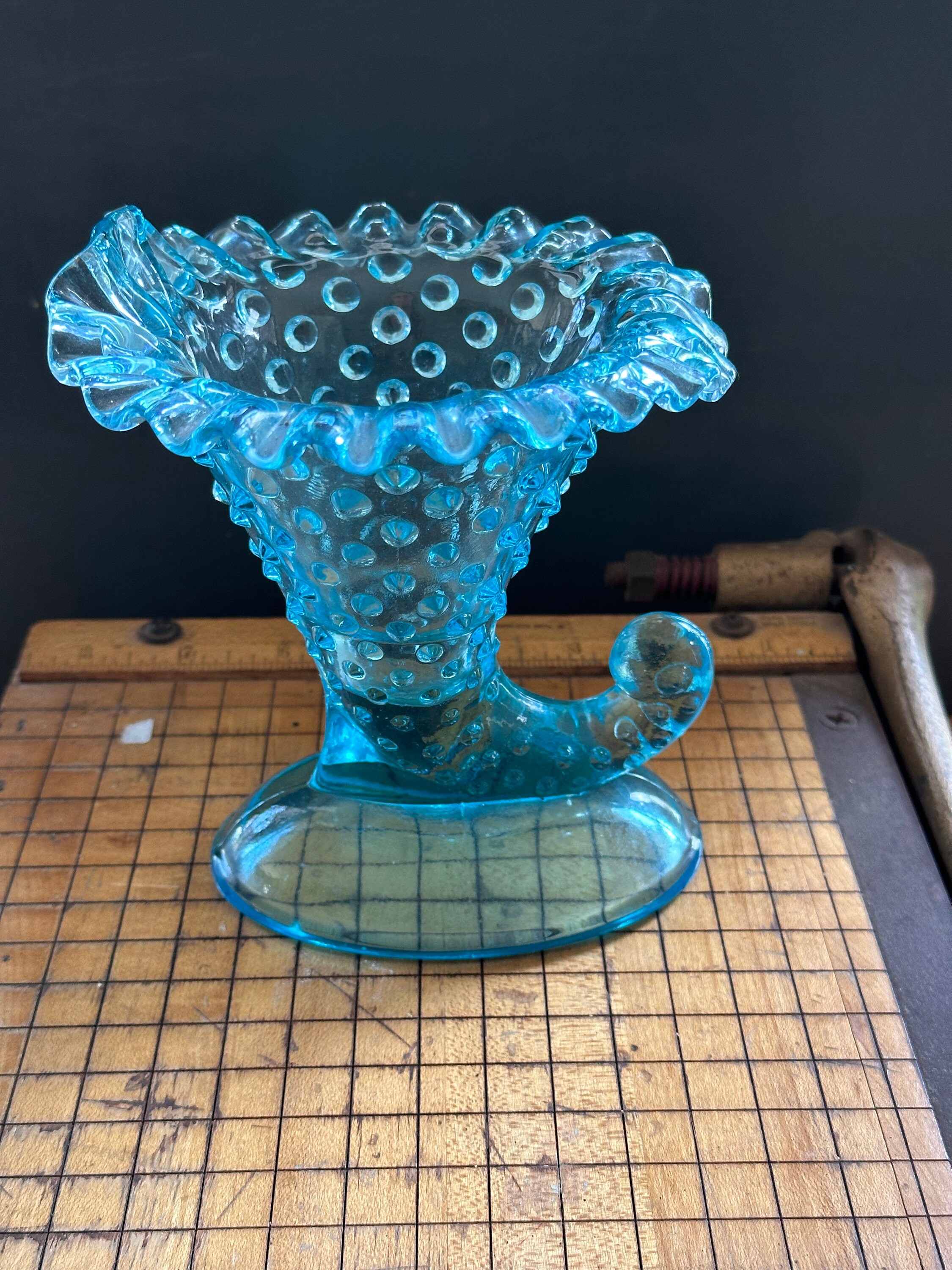 Blue Fenton Hobnail Swung Glass Cornucopia Case - Etsy