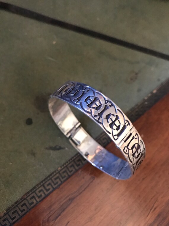 1950s Mexican Sterling Silver Hinged Bracelet - Casta… - Gem