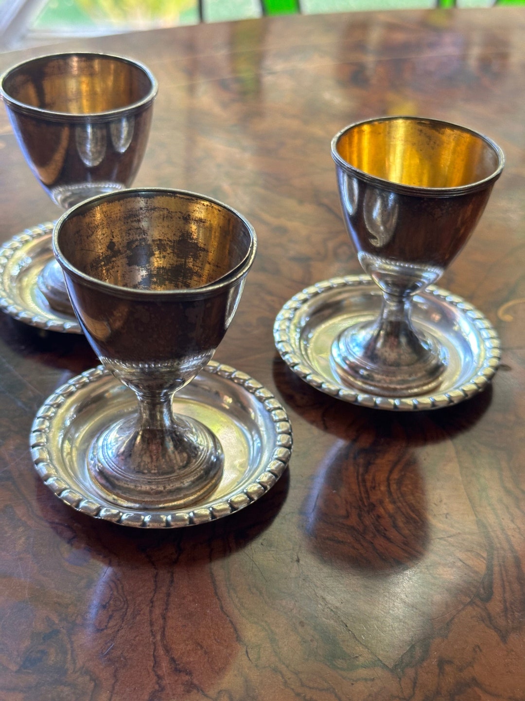 Antique Egg Cups Silver Plate With Sterling Silver Plates - Etsy