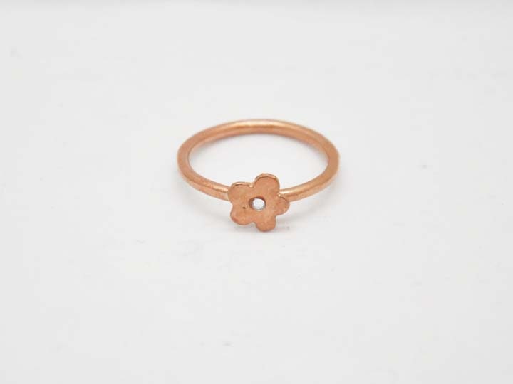 Silver 925 Tiny Flower Ring Minimal Ring Crystal - Etsy