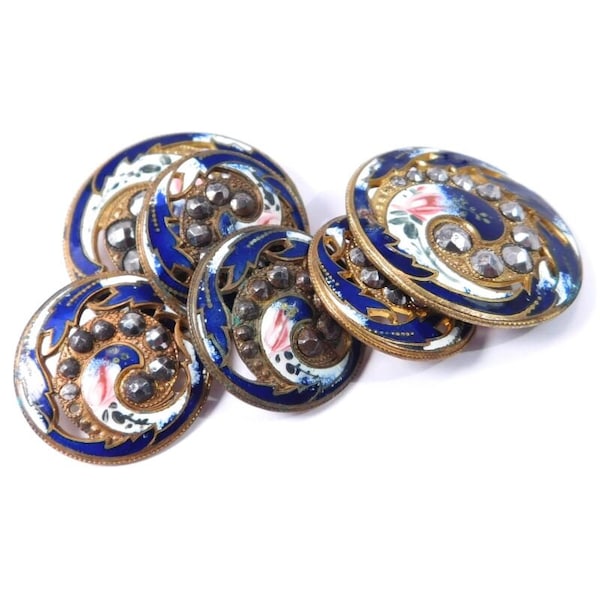 Antique Enamel Button - Etsy