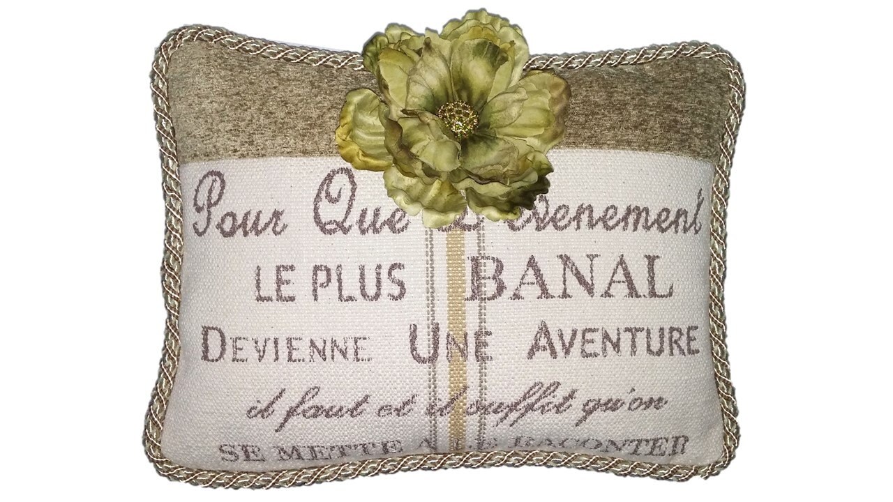 Decorative Throw Pillow French Script Flower With - Etsy