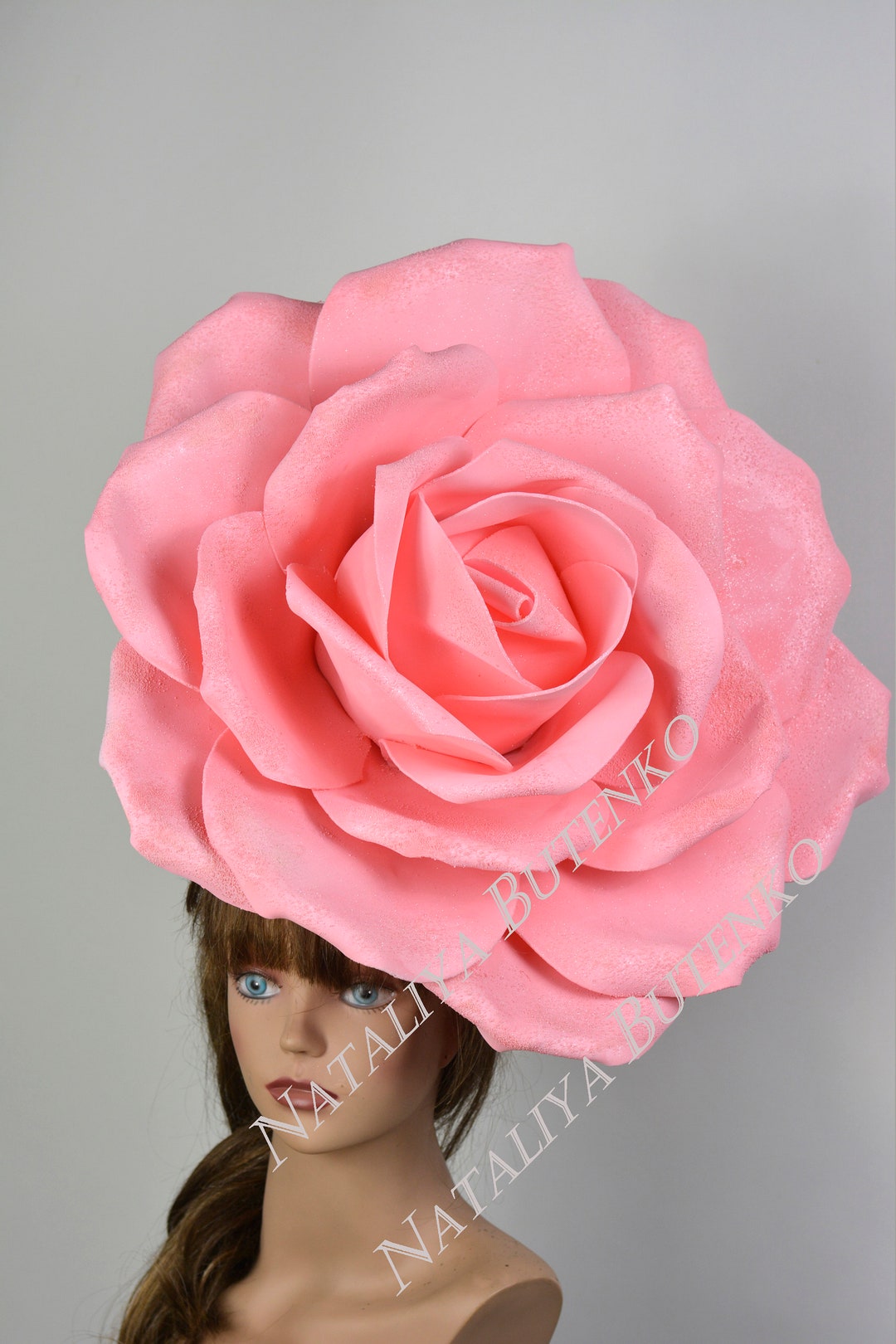 1819 Over Size Pink Rose Headband Wedding Hat Kentucky Derby Hat Church ...