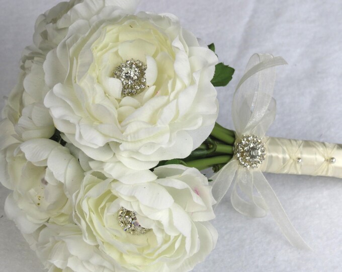 Jewelry Ivory Bouquet Bridal Jewelry Bouquet Crystals Silk - Etsy
