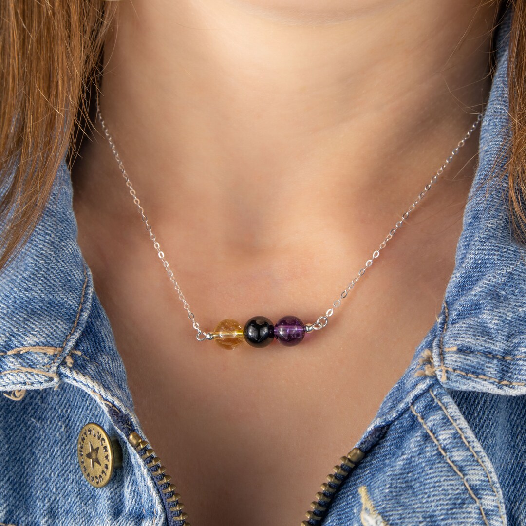 Anxiety Relief Necklace, Empath Protection Necklace, Genuine Amethyst ...