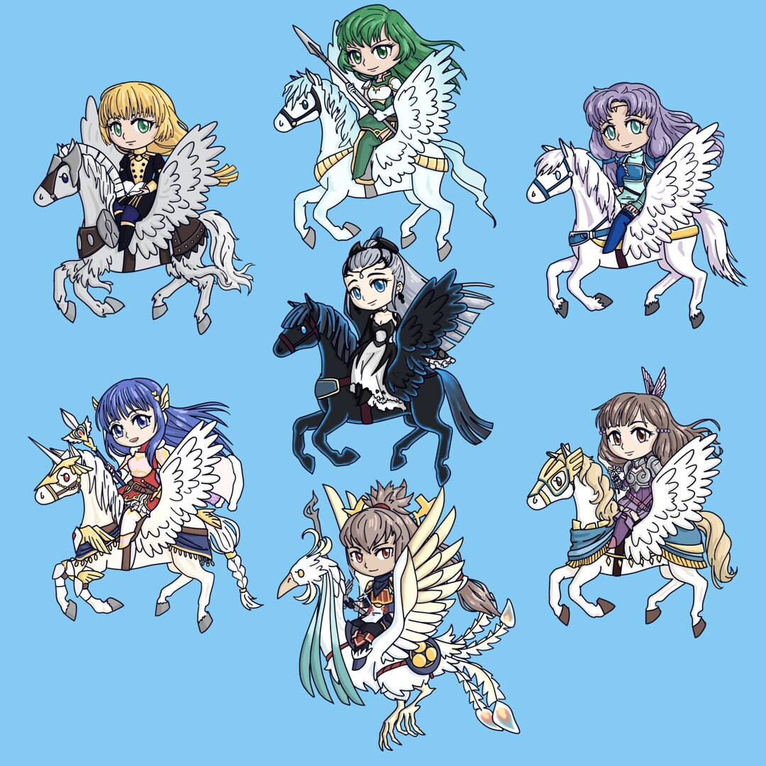 Fire Emblem Stickers: Pegasus Units (caeda, Erinys, Florina, Sumia ...