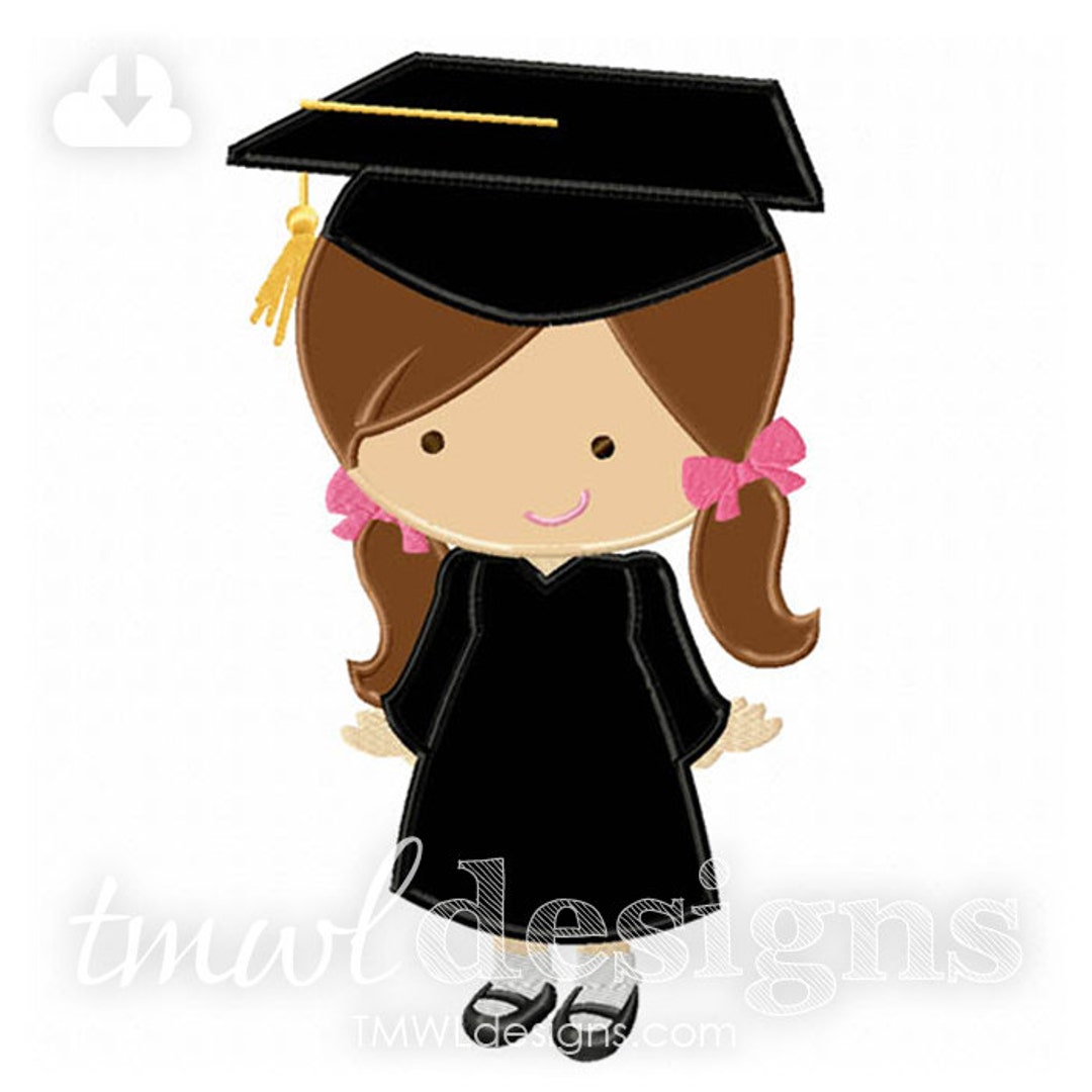 Graduation Girl Appliqué Digital Design File - 5x7 - Etsy