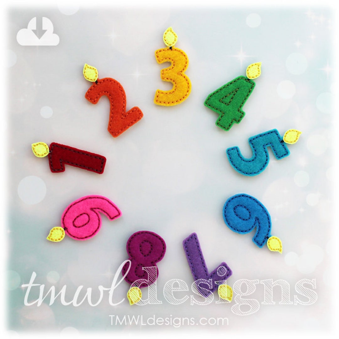 Number Candles Feltie Set Digital Design Files - Etsy