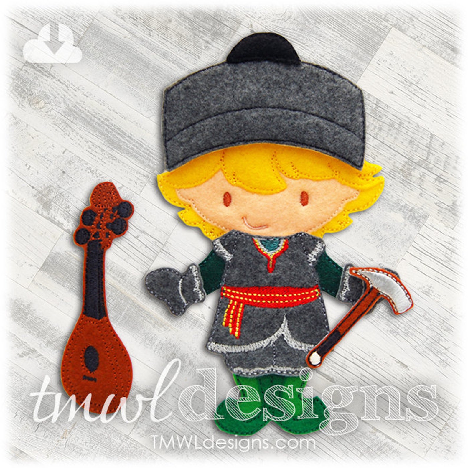 Mandolin Felt Paper Doll Toy Accessory Digital Design File - 5x7 - Etsy