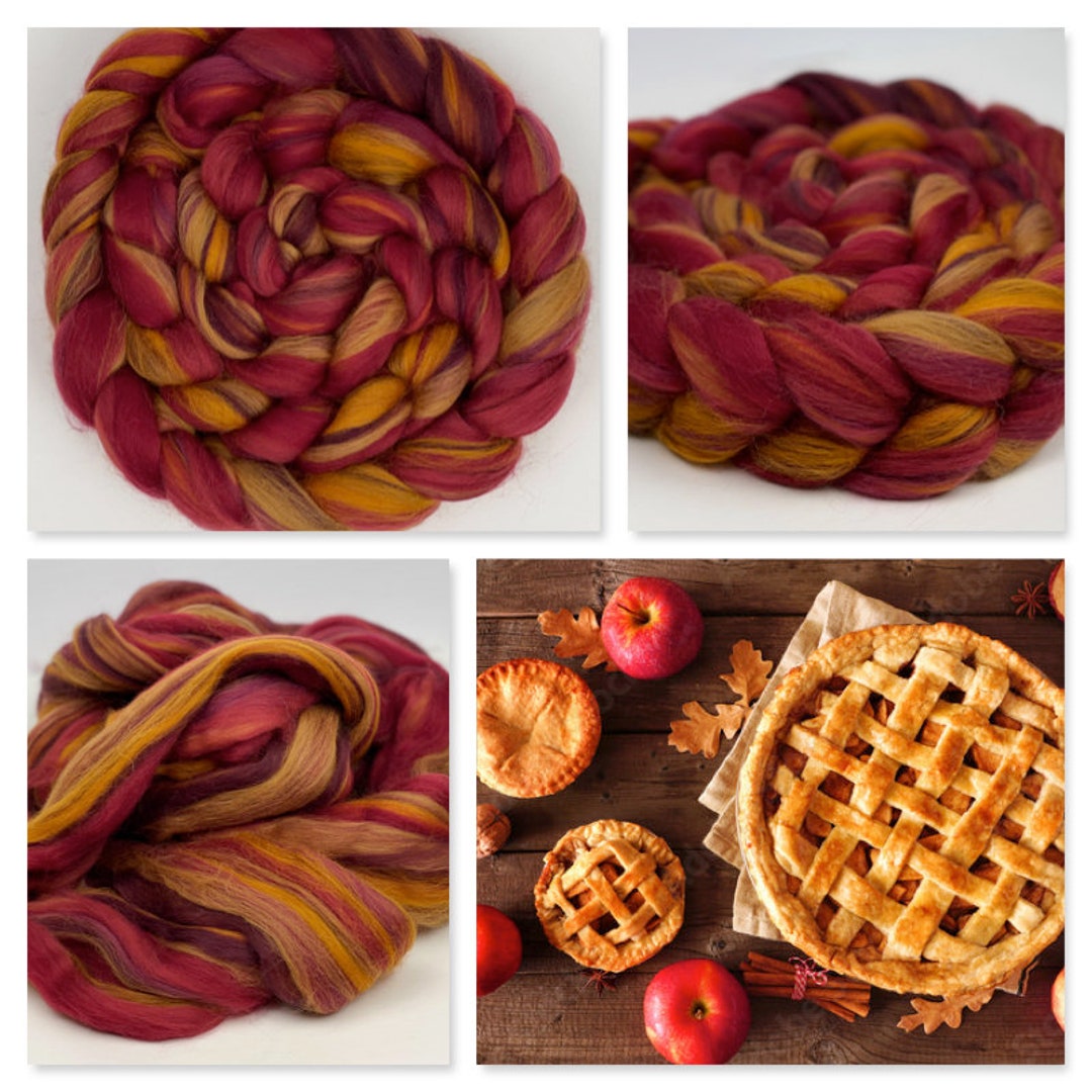 Signature Custom Blend 'apple Pie' Combed Top 100% Merino Wool Red Gold ...