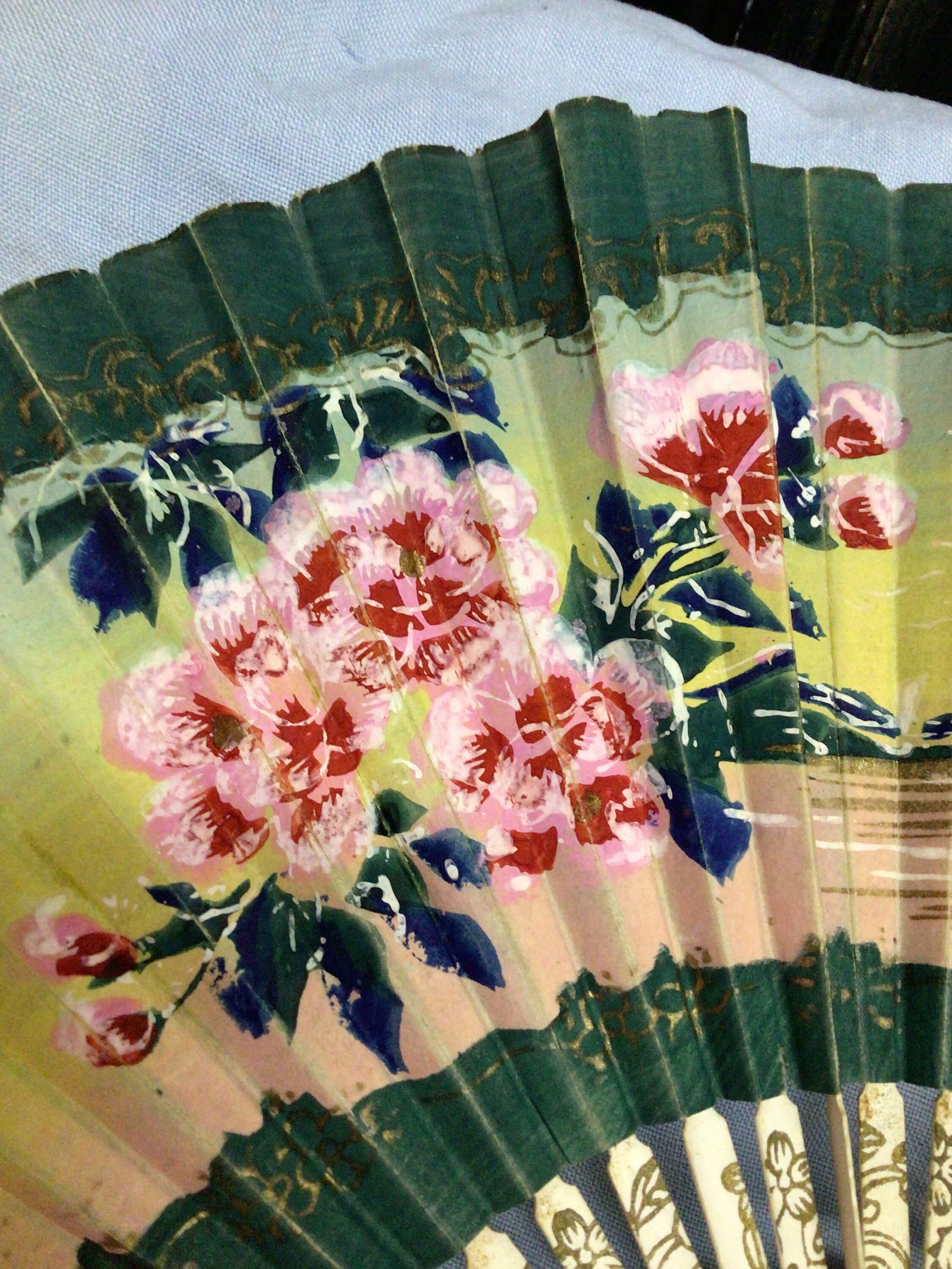 Vintage Japanese Painted Paper Fan - Etsy